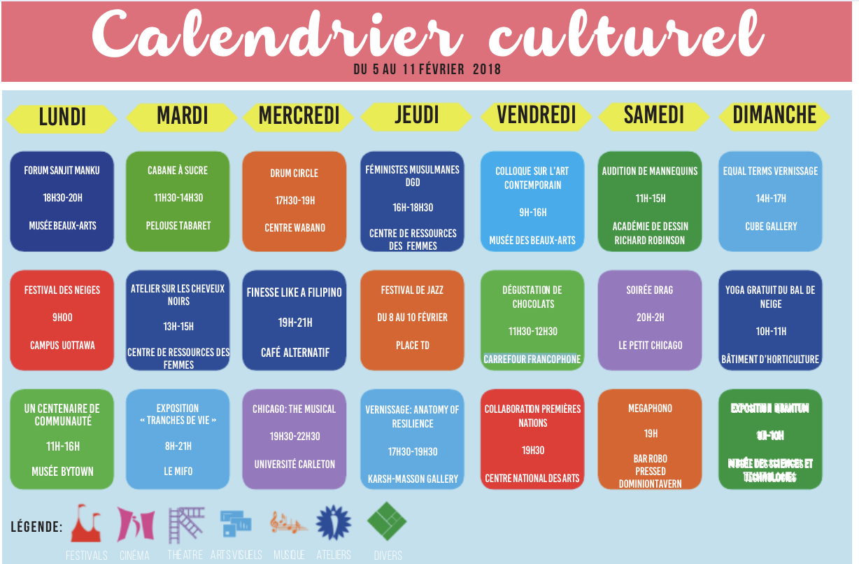 Calendrier culturel 5 février 2018 - La Rotonde