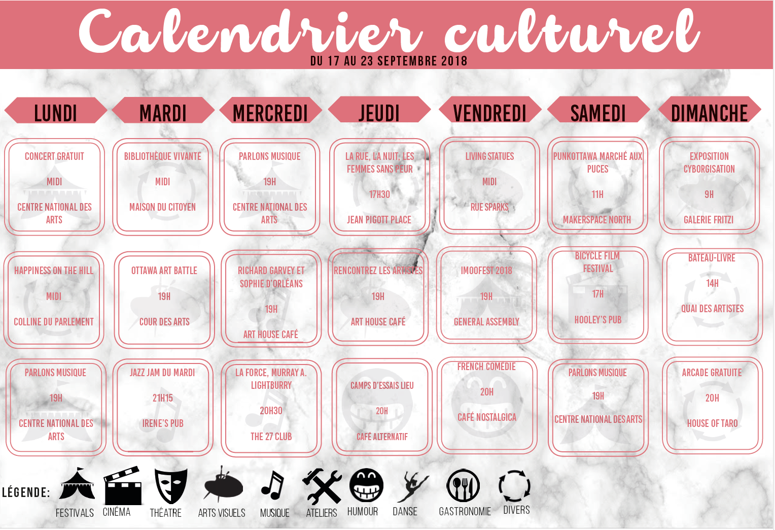 Calendrier culturel du 17 au 23 septembre – La Rotonde